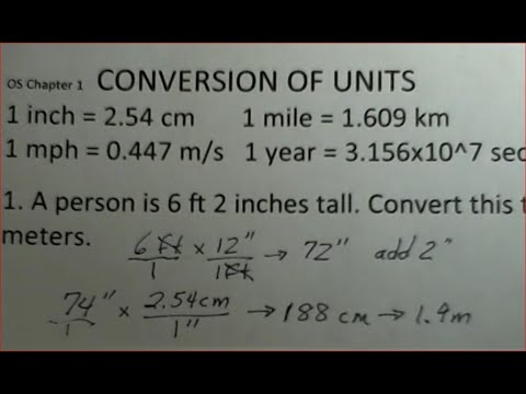 Eight Examples of Conversion of Units-English and Metric Systems-Definition of an Inch