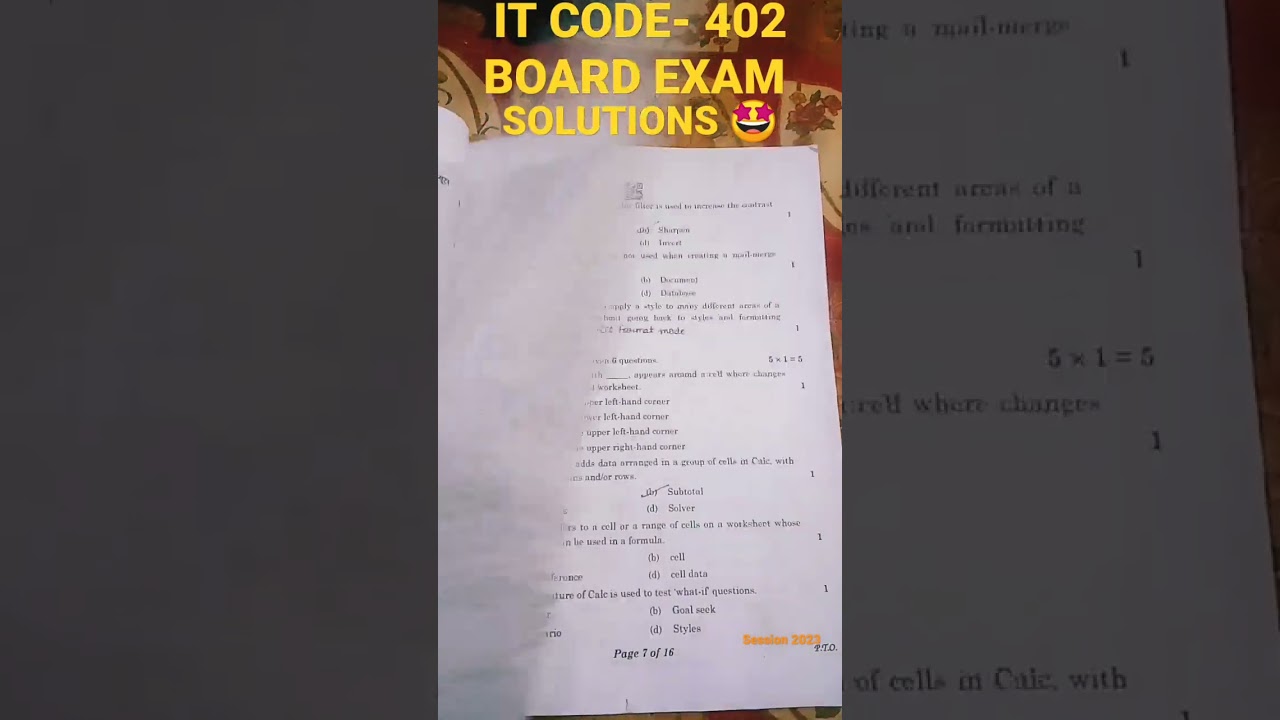 CLASS 10 INFORMATION TECHNOLOGY CODE-402 BOARD EXAM SOLUTION 🤩 #important