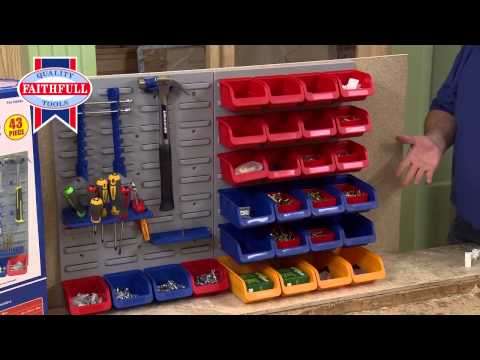 XMS14BINS Faithfull 43 Piece Storage Bins and Panel Set £19 99