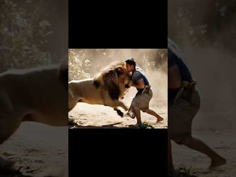 Nepali Man fighting with lion #viralvideo #nepalicommunity #trending #veo3 #shankhar #lion
