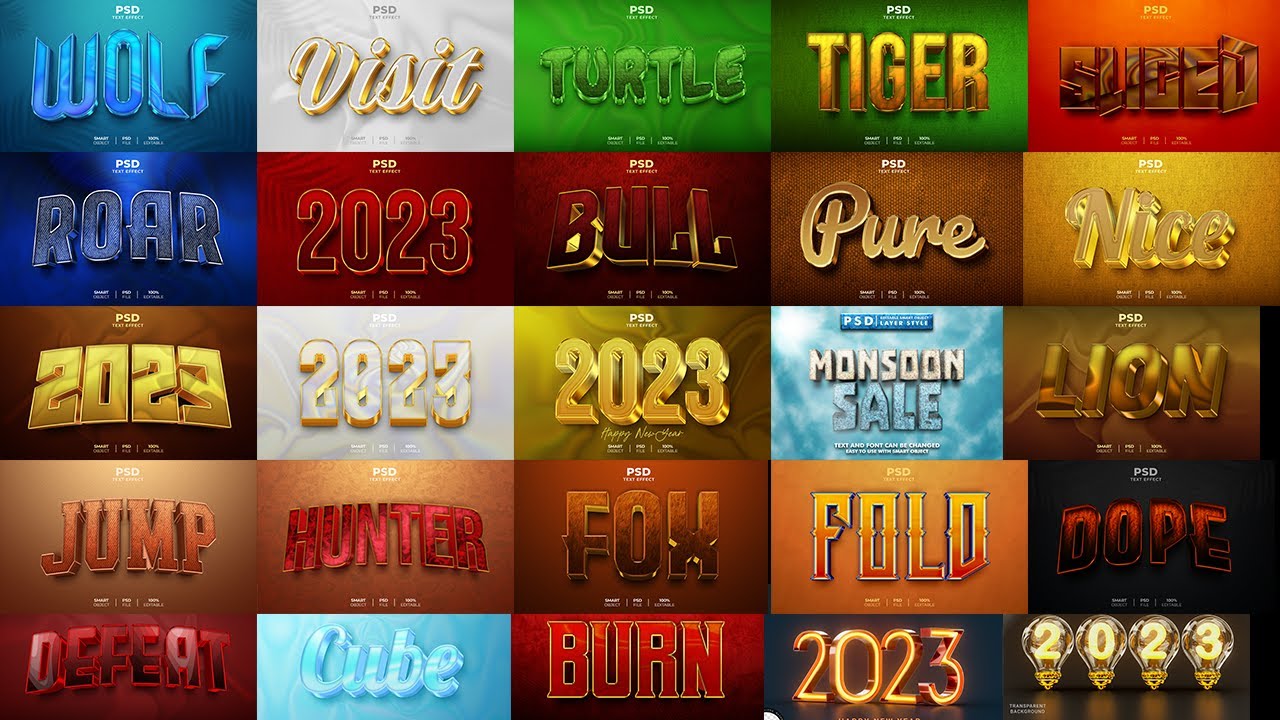 100+ 3D Text Effect Bundle in PSD Part 49