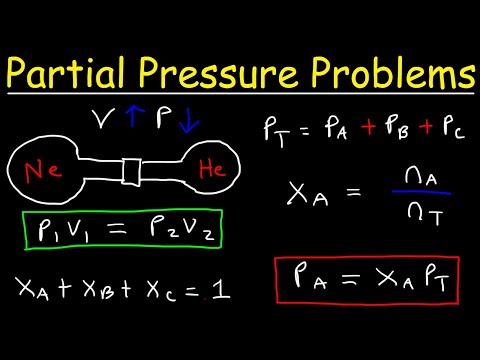 Dalton's Law of Partial Pressure Problems, Mole Fraction, Chemistry Gas Laws