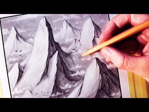 How to Draw a Mountain Range Landscape
