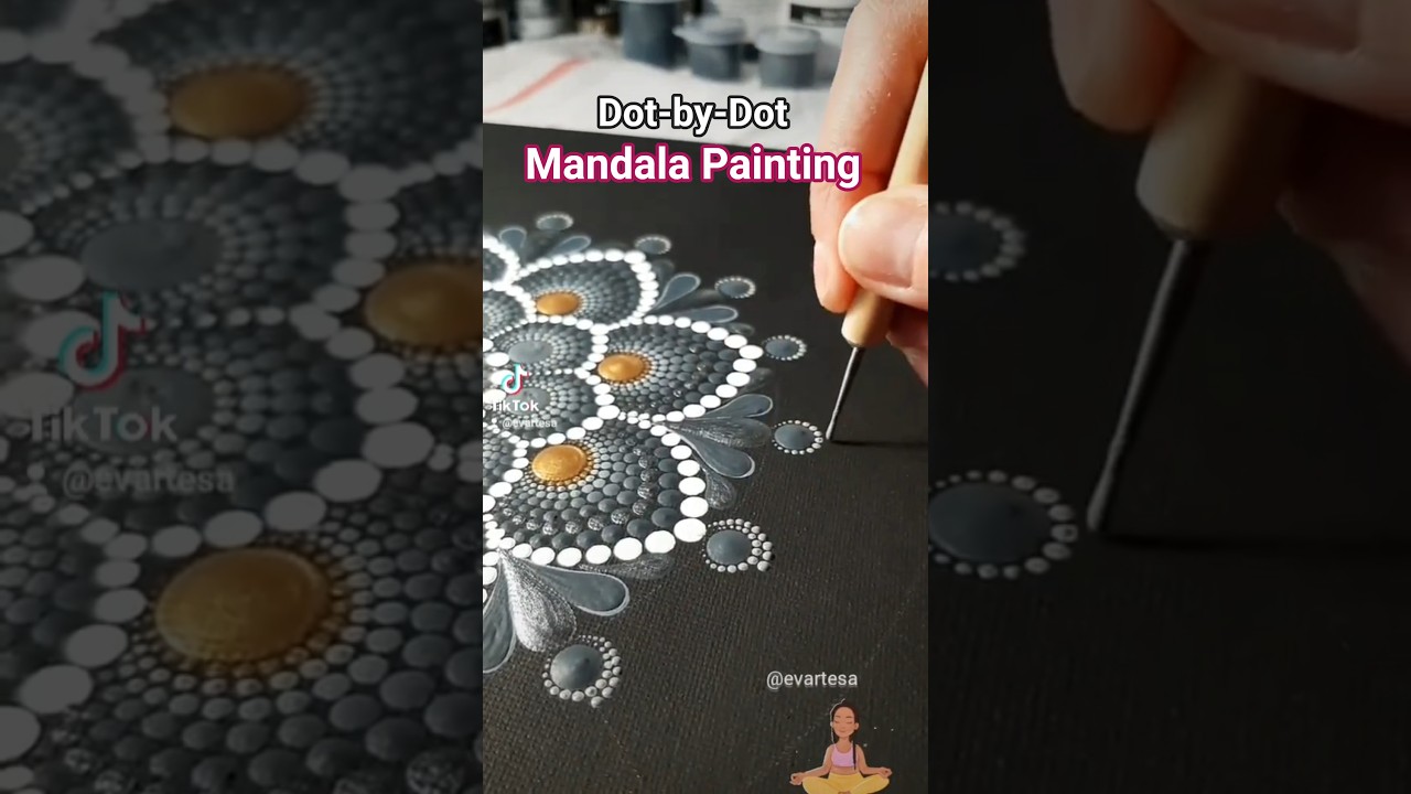 #New Large Mandala Canvas Wall Art in the Making | Real Time #DotPainting Process by @evartesa