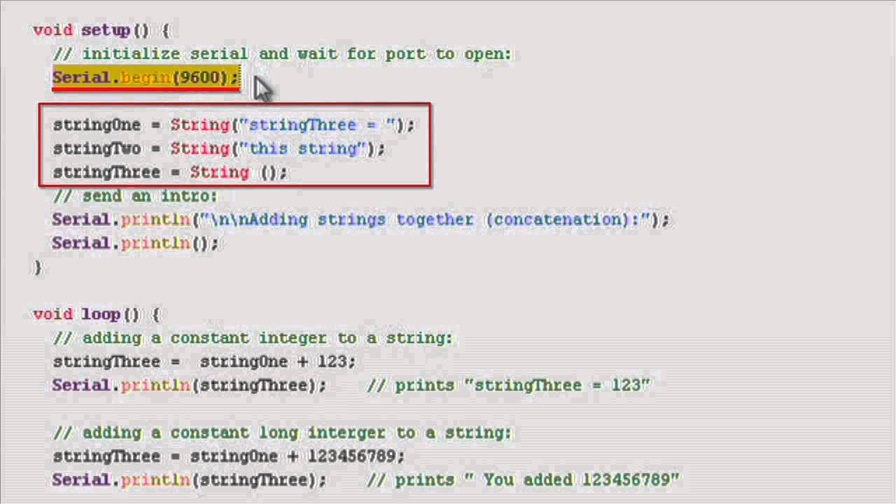 Energia Tutorial: String Addition Operators