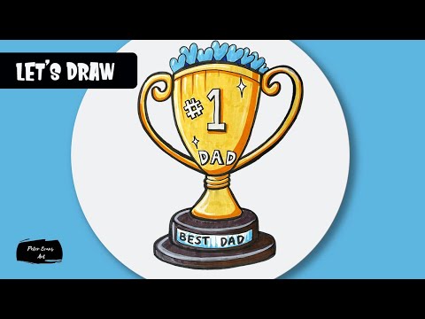 How to Draw #1 Best Dad Trophy in EASY Steps Video