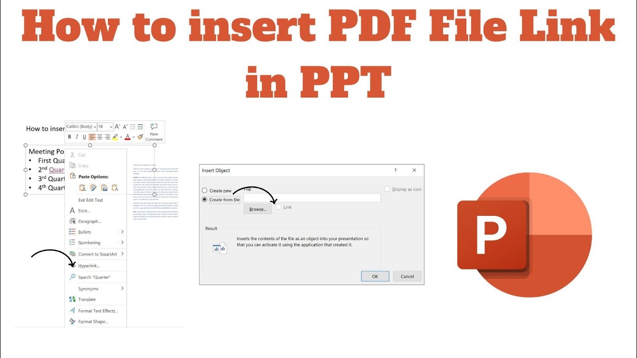 How to insert PDF File Link in PPT | Create a PDF Hyperlink in PPT Slides