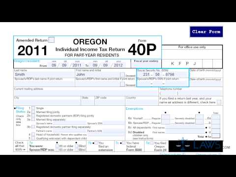 Form 40P Individual Income Tax Return Part Year Resident