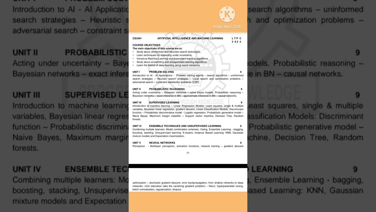 #artificial intelligence and machine learning syllabus #6th semester #biomedical engineering
