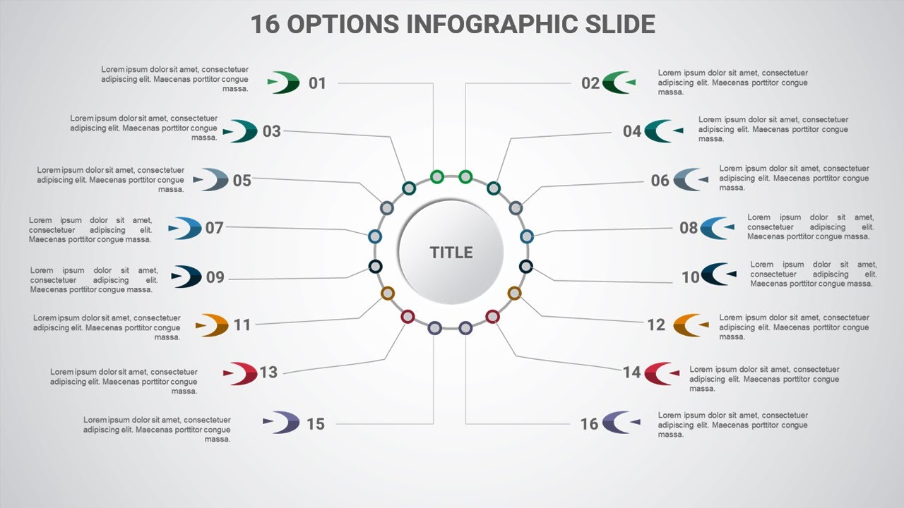 Create 16 Options Infographic Slide in PowerPoint. Tutorial No.867