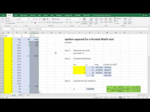 Excel - Epsilon squared for Kruskal-Wallis test (long)