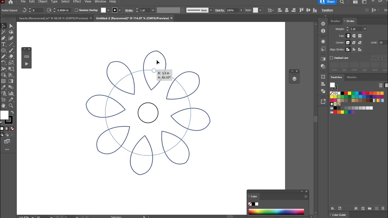 Adobe Illustrator flower using radial repeat