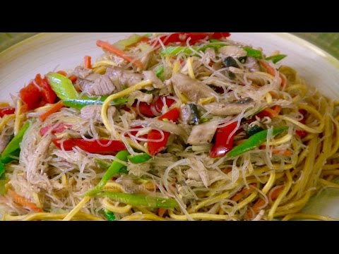 Pancit Bihon Canton with Chicken and Pork
