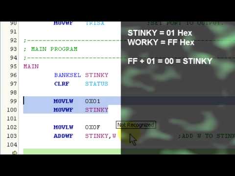 MD Lab: MPLAB Assembly Language Basics: ADDWF ADDLW SUBWF SUBLW