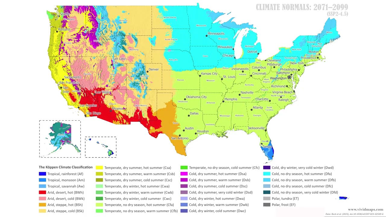 U.S. Climate Zones Changing From 1931 to 2099 | Köppen-Geiger Animation