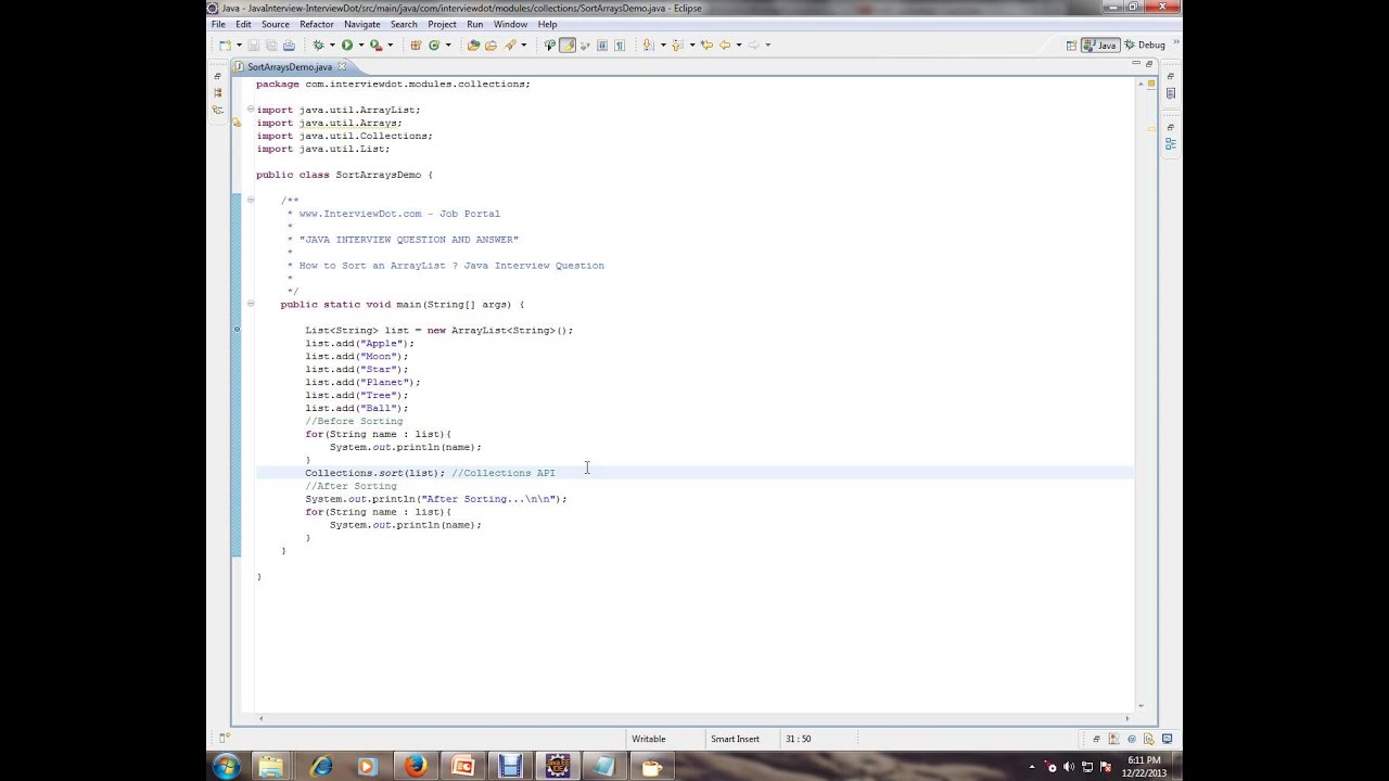 Java Interview Question And Answer How To Sort An ArrayList