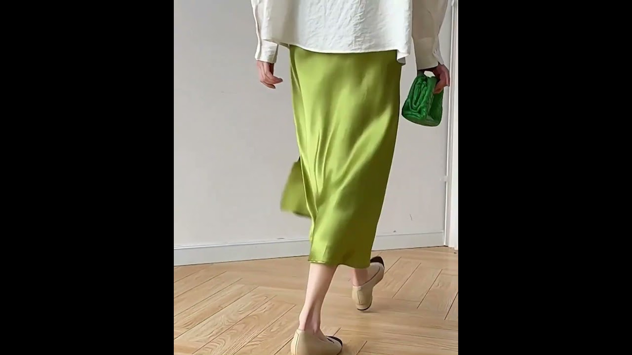 The Perfect Summer Skirt? 🍃 DAISYSILK Mustard Green Silk Slip Skirt Try-On & Styling