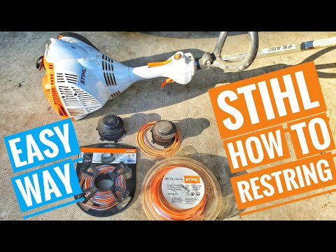 How to restring Stihl Dual Sided Weed Eater Trimmer with double string EASY WAY HACK FS90