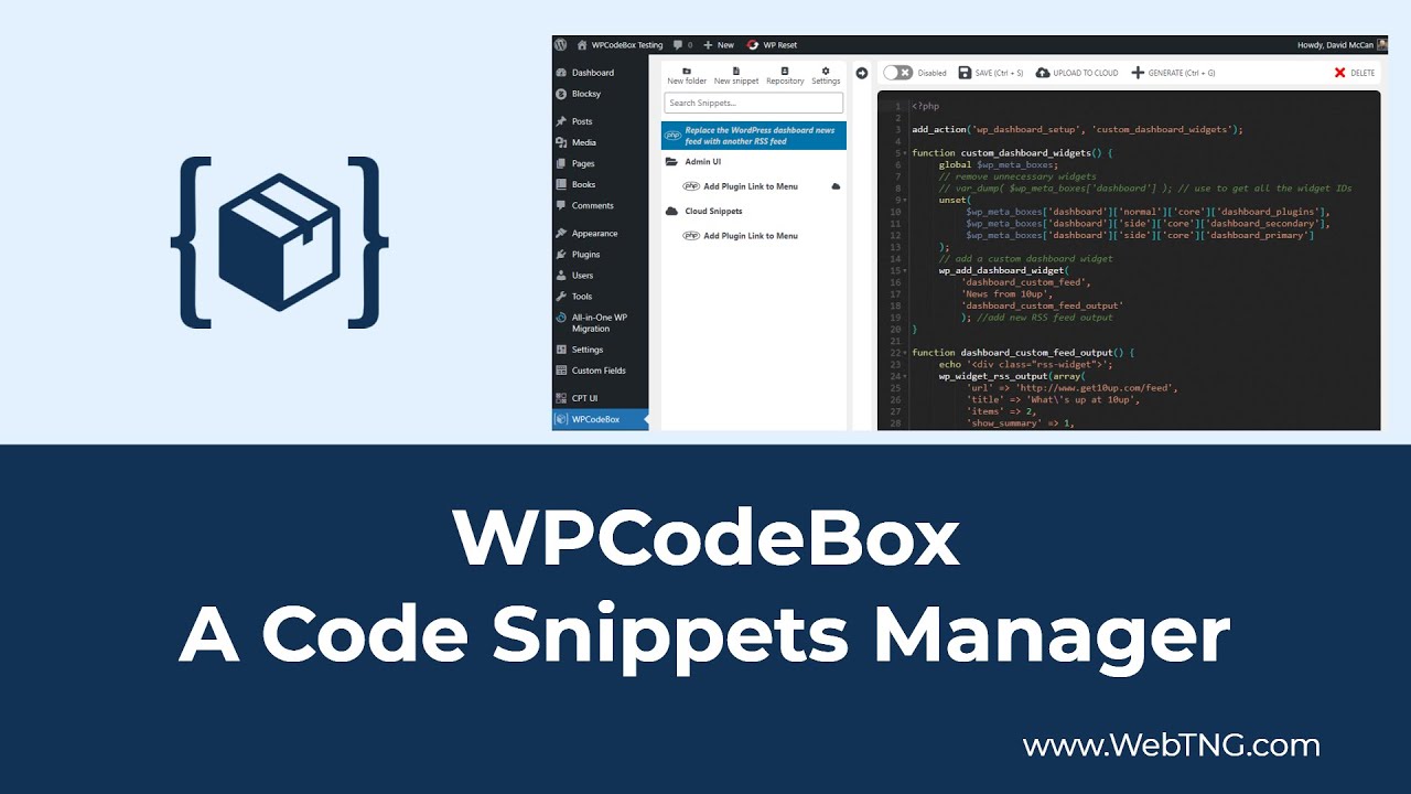 WPCodeBox A Code Snippets Manager