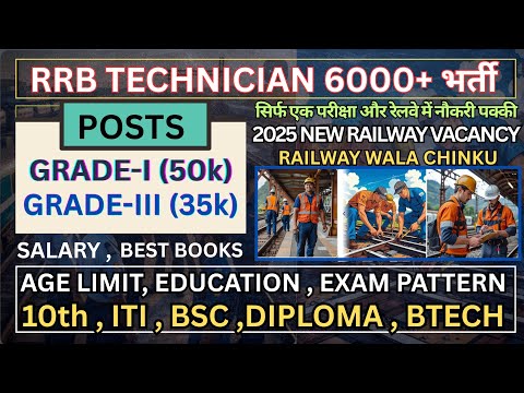 RAILWAY NEW TECHNICIAN 6000+ VACANCY OUT , SALARY ,BOOKS ,AGE , EDUCATION ,EXAM PATTERN ALL DETAILS