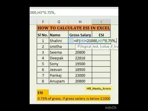 How to calculate ESI in Excel sheet / ESI calculation #esic #esicclasses
