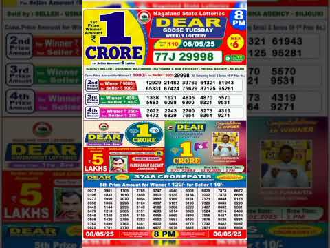 Nagaland State Lottery Result of Dear Evening Night 8:00 PM Live on Lottery Sambad