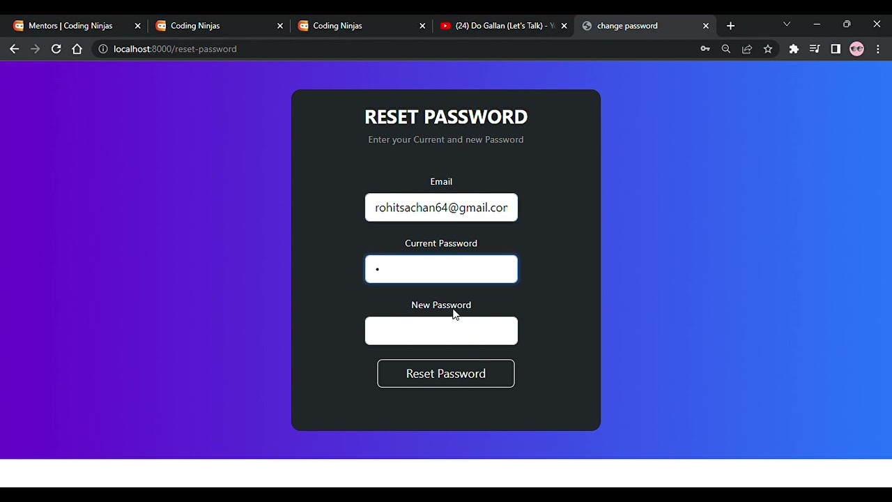 authentication page node js coding ninja