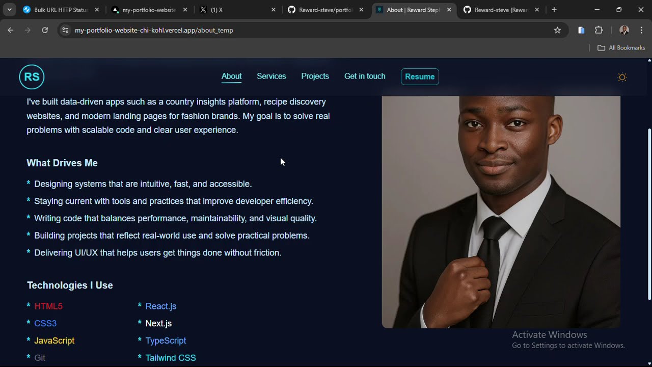 My Developer Portfolio Walkthrough | React + Next.js + Tailwind CSS
