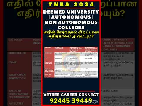 TNEA 2024 | Deemed University vs Autonomous Colleges vs Non Autonomous Engineering Colleges