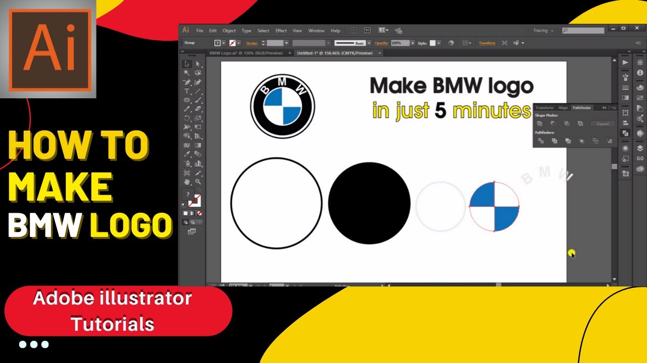 Adobe illustrator logo design Tutorial for Beginners (BMW Logo) 2022