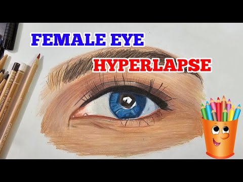 Masterful Art in Motion: Colored Pencil Female Eye Hyperlapse