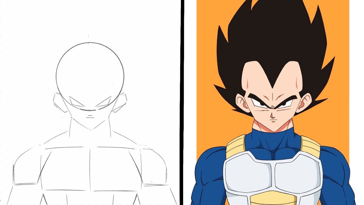 How to draw Vegeta Portrait Step by Step / Fanart Study / Easy