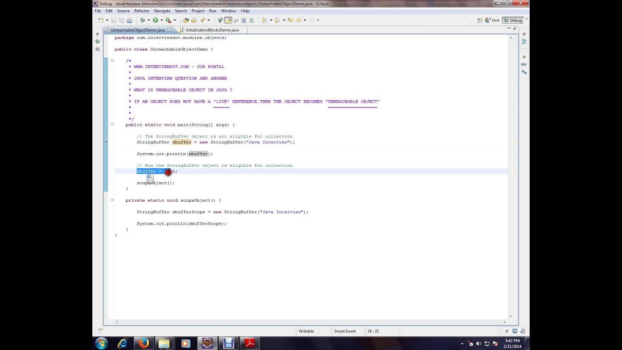 Unreachable Java Object
