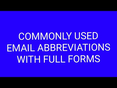 EMAIL ABBREVIATIONS (Commonly used)