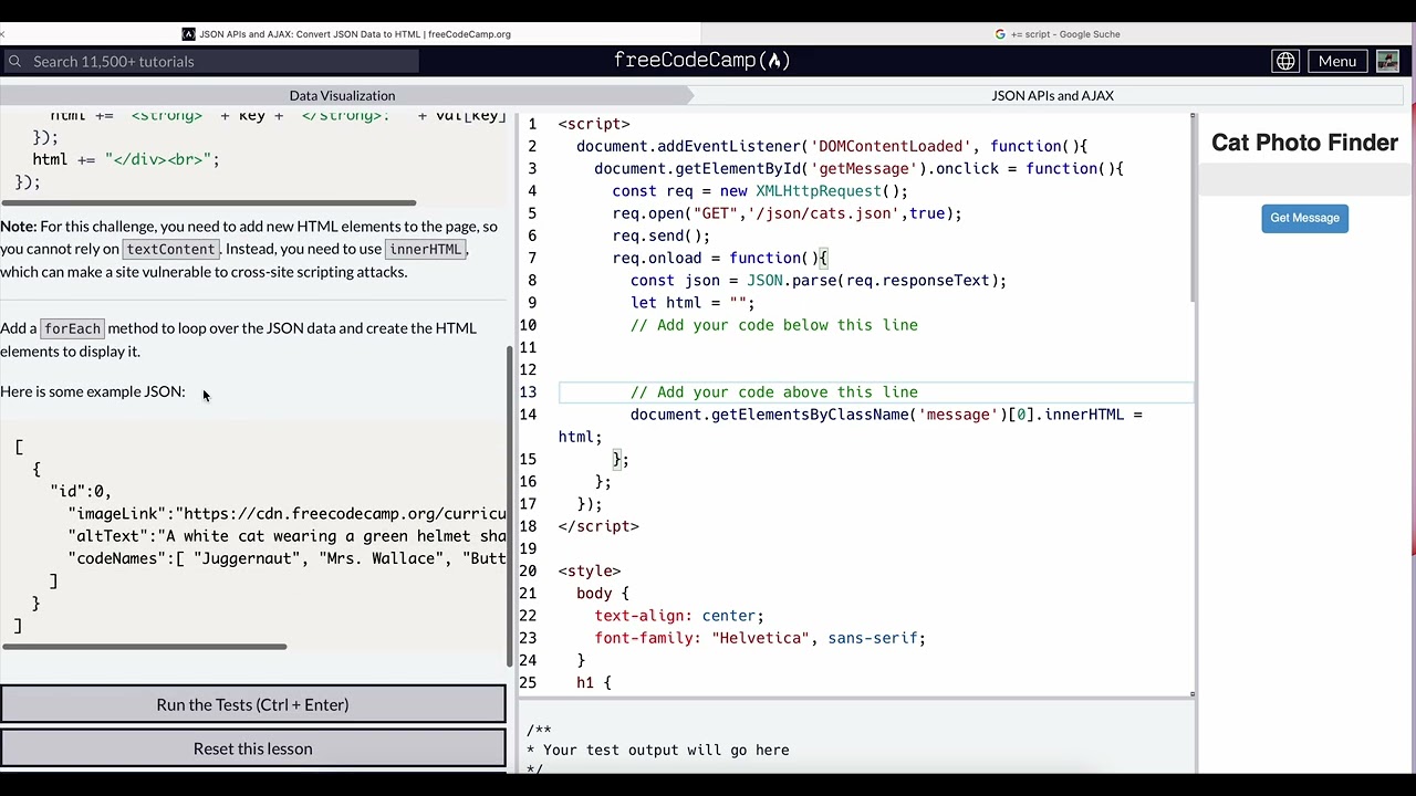Convert JSON Data to HTML