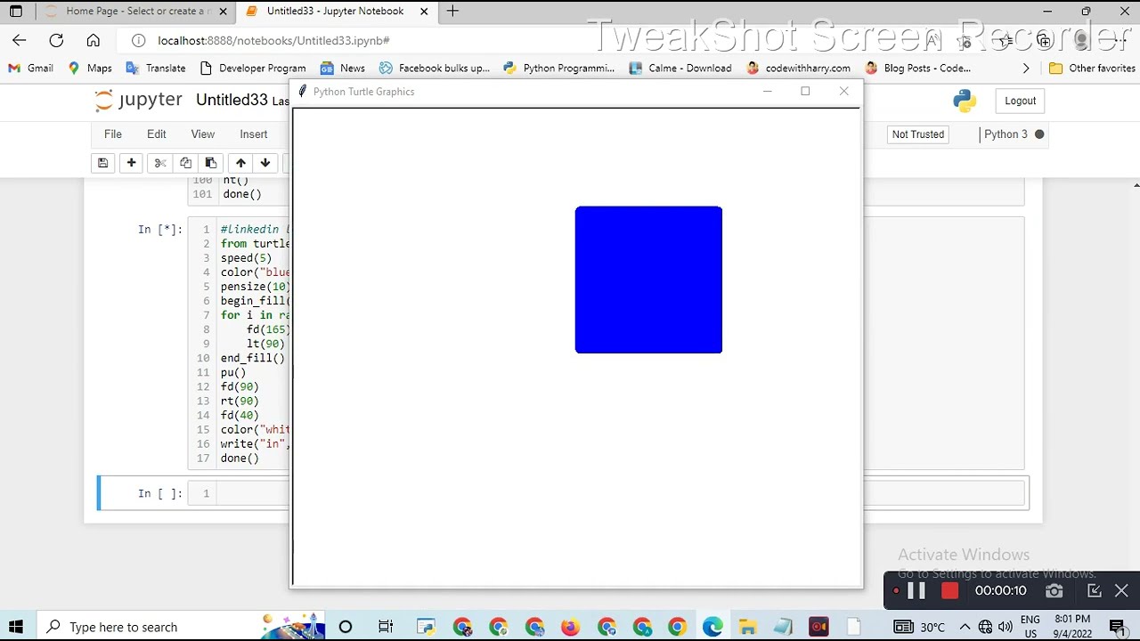 LinkedIn logo || python turtle graphics || python for beginners #poojapatel #python #chiki1601