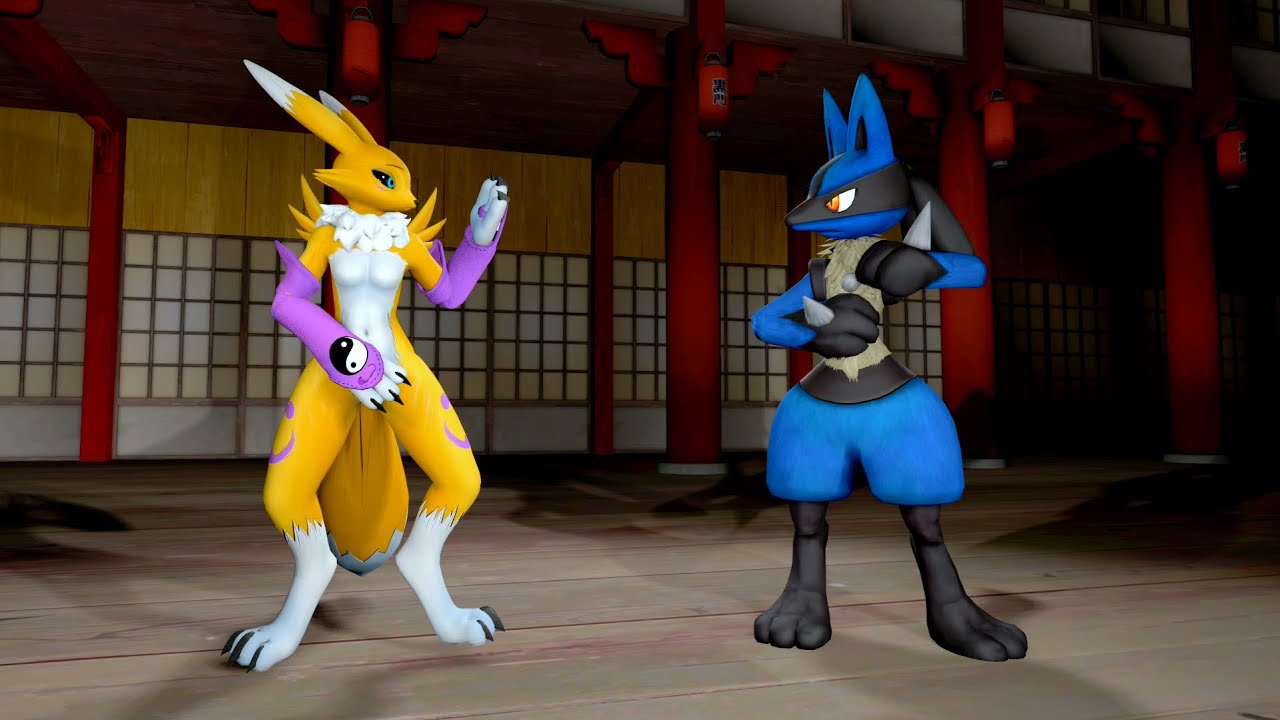 Renamon and Lucario Fight test