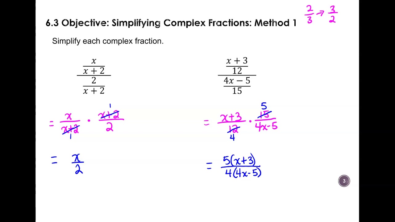6.3 Simplifying Complex Fractions