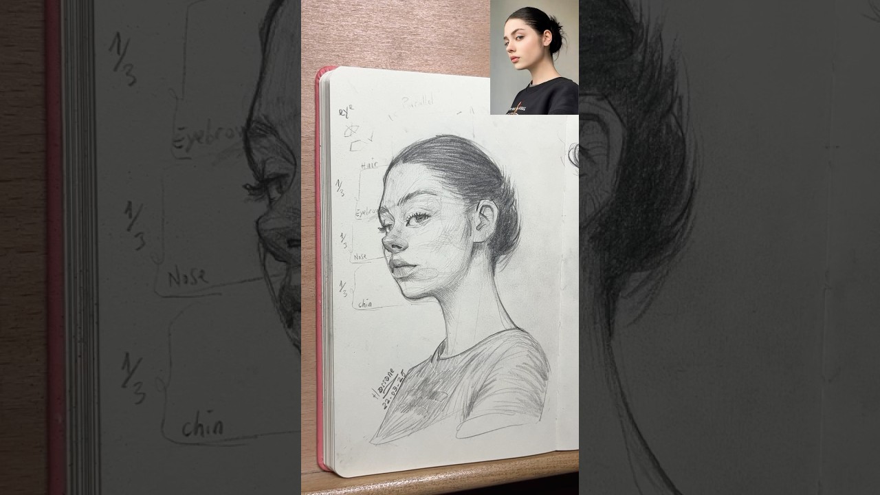 How to draw a face using the loomis method | tutorial #asmrdrawing #asmrvideo #howtodraw #drawing