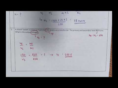 CIE / IGCSE Physics 0625 / Transformer practice questions / Solutions