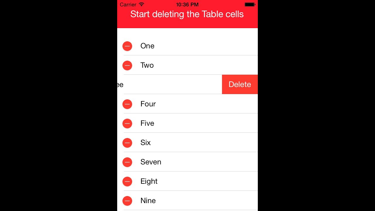 iOS Tutorial- Delete data and table cell from table view (UITableView)
