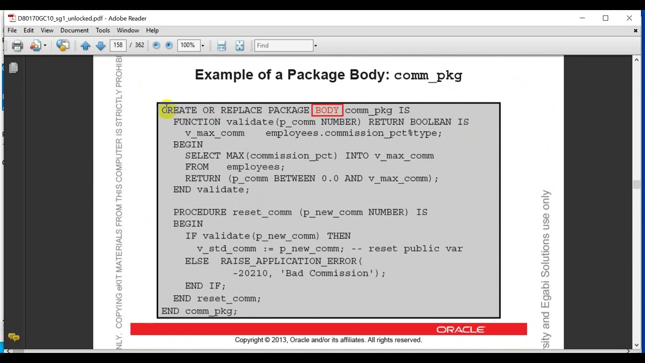 Oracle Database 12c/19c: PL/SQL - 33. Working with packages