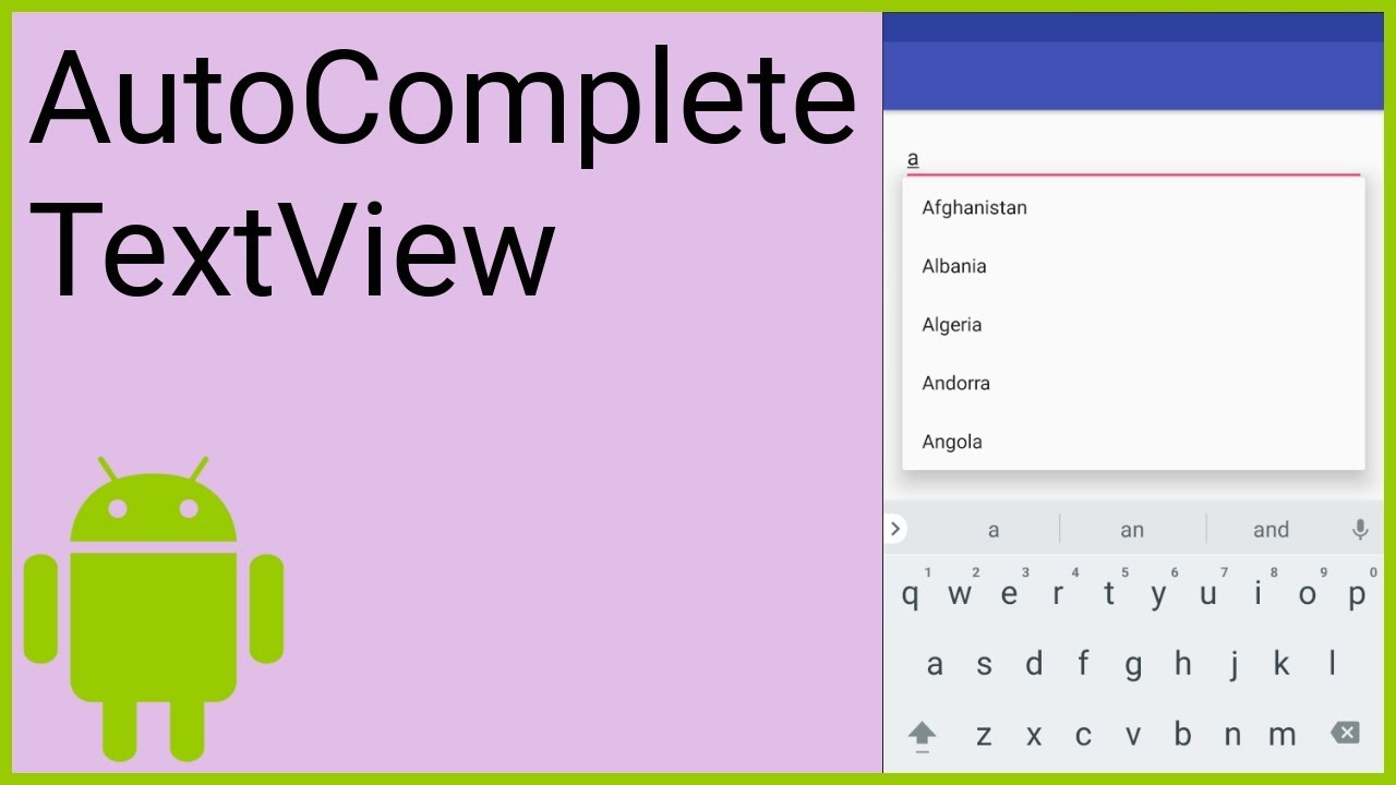 AutoCompleteTextView - Android Studio Tutorial