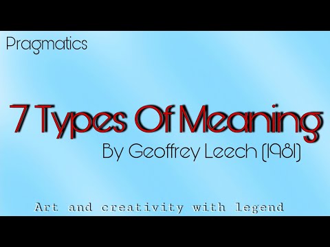7 Types of Meaning by Geoffrey Leech | Pragmatics #linguistics