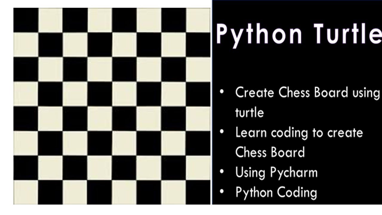 Turtle Python drawing | Turtle Python graphics Create Chess Board using Turtle, learn line drawing
