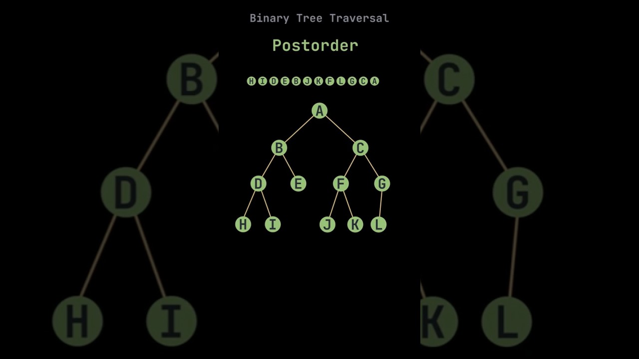 Binary Tree Traversal : Postorder | #datastructure #viral #shorts #short #datastructures #