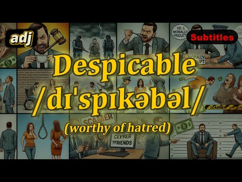 [adj] Despicable meaning (worthy of hatred) with 5 examples