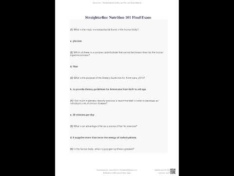 Straighterline Nutrition 101 Final Exam. QUESTIONS AND ANSWERS 2023/2024. GUARANTEED PASS