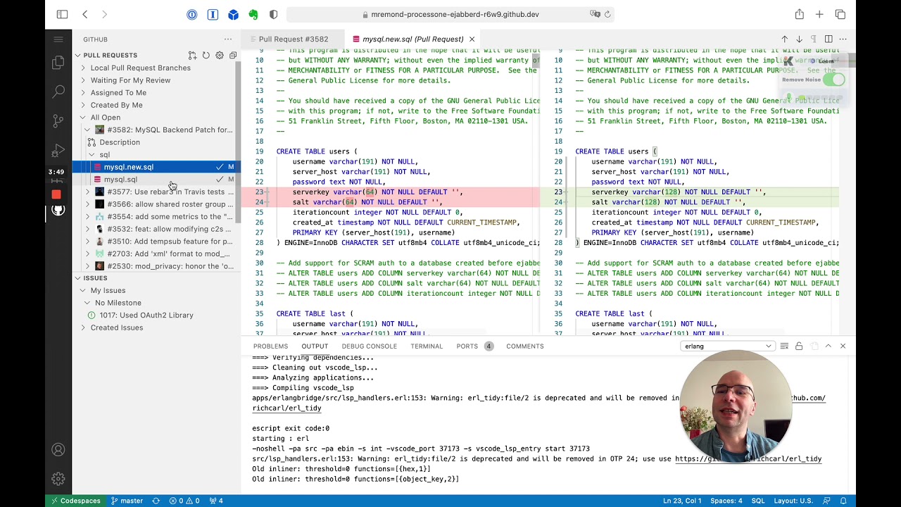 How to develop ejabberd from a browser with Github Codespaces