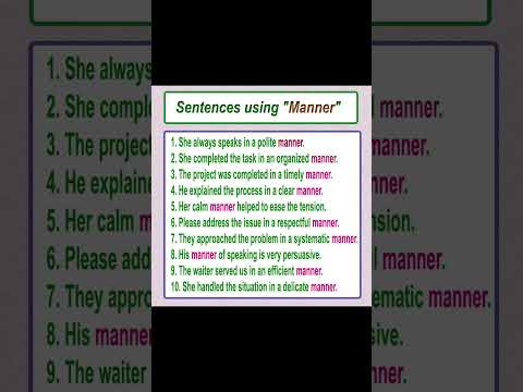 Learn English sentences using the word "Manner" | Learn English Vocabulary #english #wordoftheday